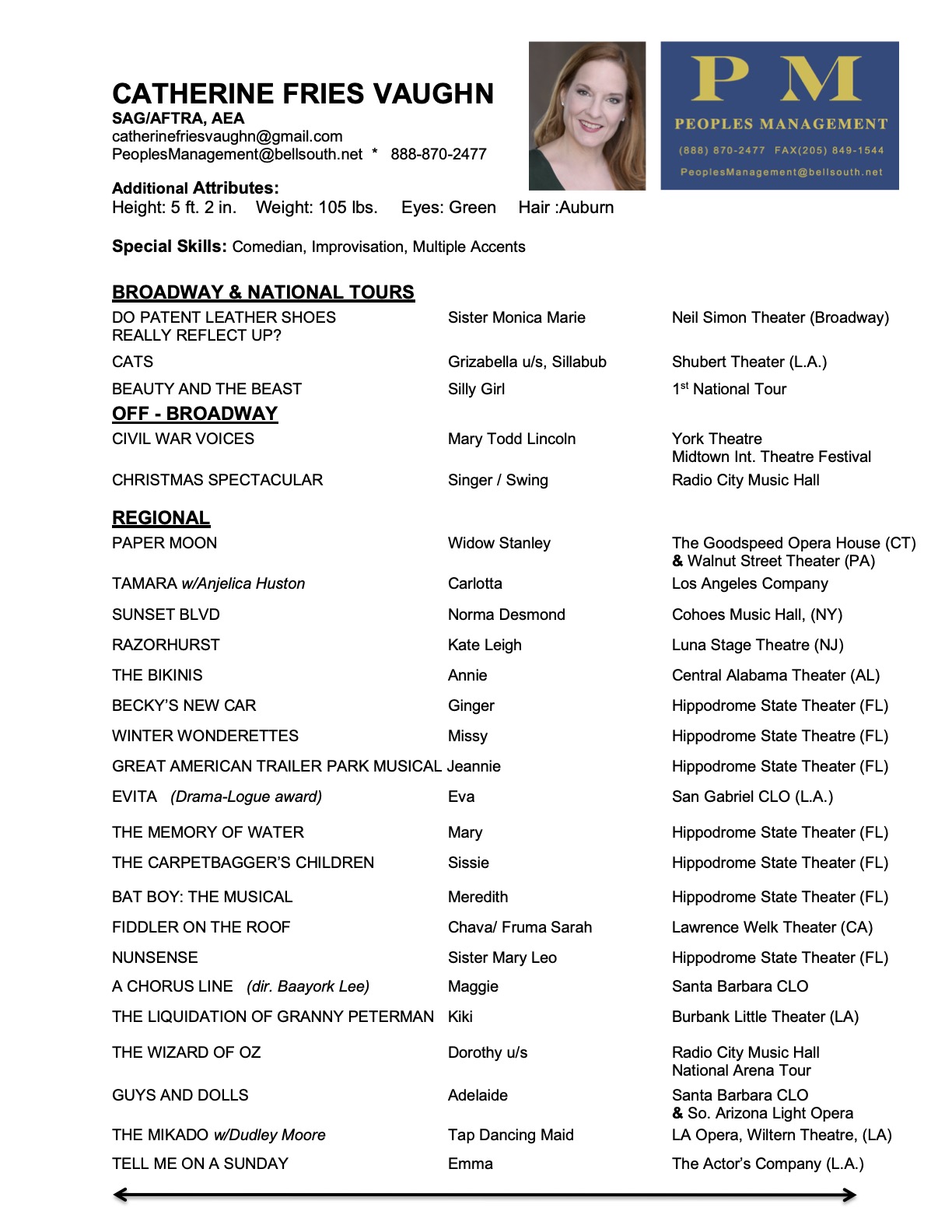 Performance Resume – Catherine Fries Vaughn